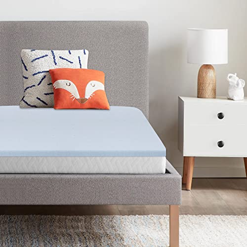3 Inch Memory Foam Mattress Topper Cooling Gel Infused Mattress Topper Ventilated Design Pressure-Relieving Layers CertiPUR-US Certified,Twin Blue