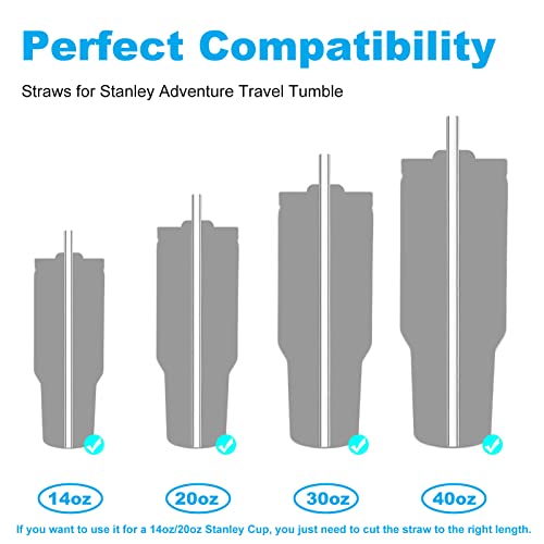 8 Pack Replacement Straw for Stanley Adventure Quencher 40 oz 30 oz Cup Tumbler, Reusable Straws for Stanley 40 oz & Simple Modern Tumbler with Handle, with Cleaning Brush for Stanley Cup Accessories