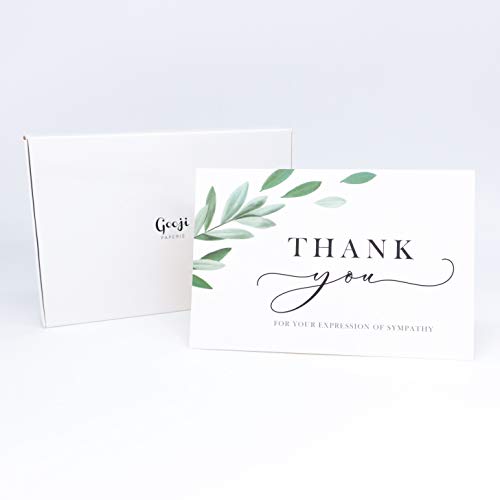 Gooji Thank You Cards for Funeral β 20 pcs Sympathy Acknowledgement Cards β Elegant and Classy Watercolor Design - Matching Peel-and-Seal White Envelopes Included β Bulk 4 x 6-inch Thank You Notes