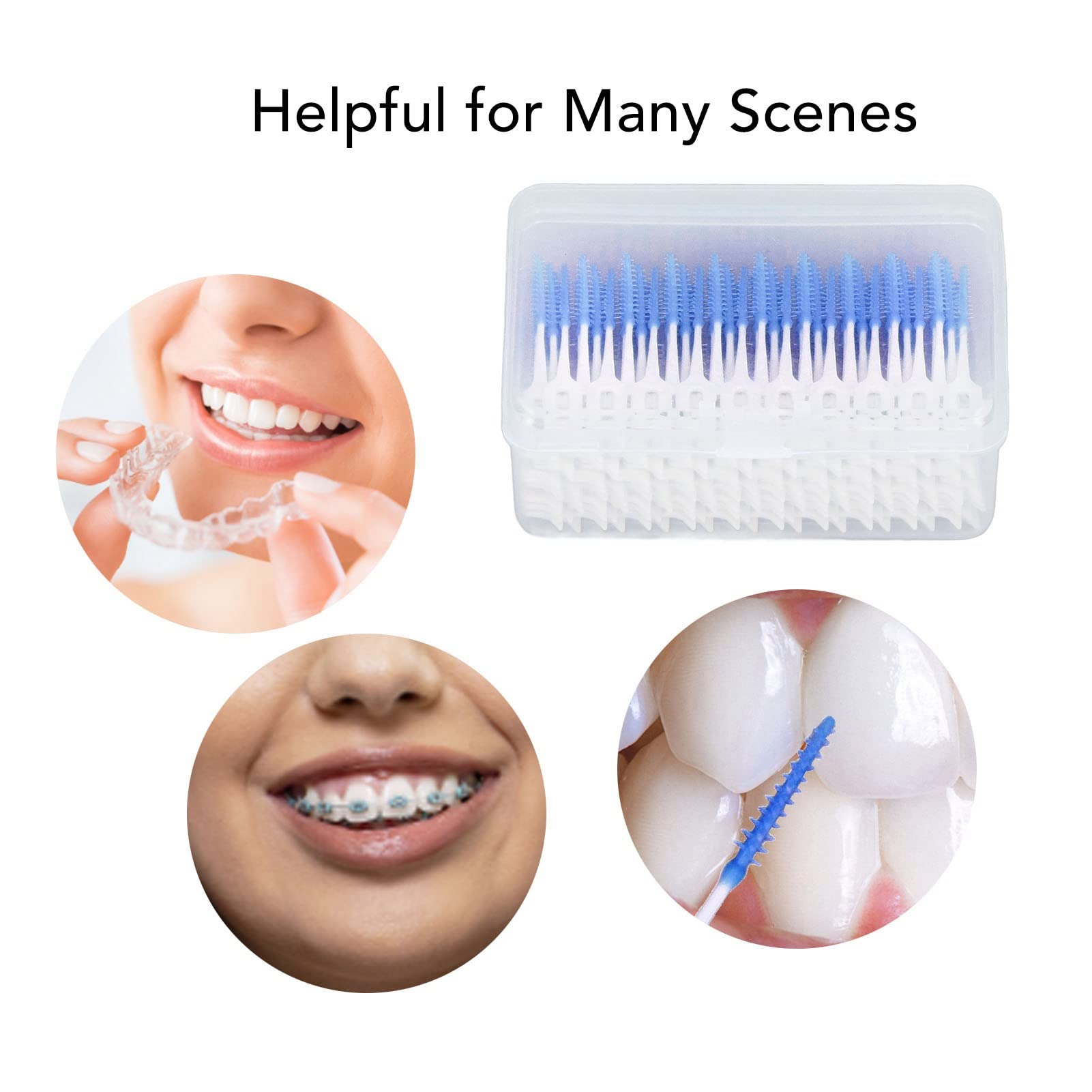 160pcs Interdental Brush Soft Dental Floss Toothpicks for Oral Care Adults Children(Blue)