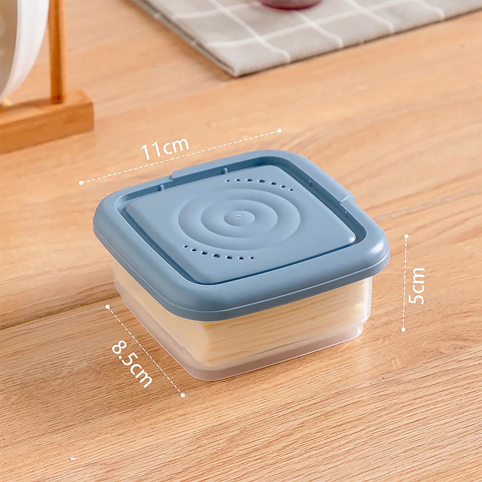 2 Pack-Plastic Cheese Storage Containers with Lids Airtight,Cheese Slice Storage, Keeps Cheese Fresh and Delicious Cheese Container for Fridge (Blue)