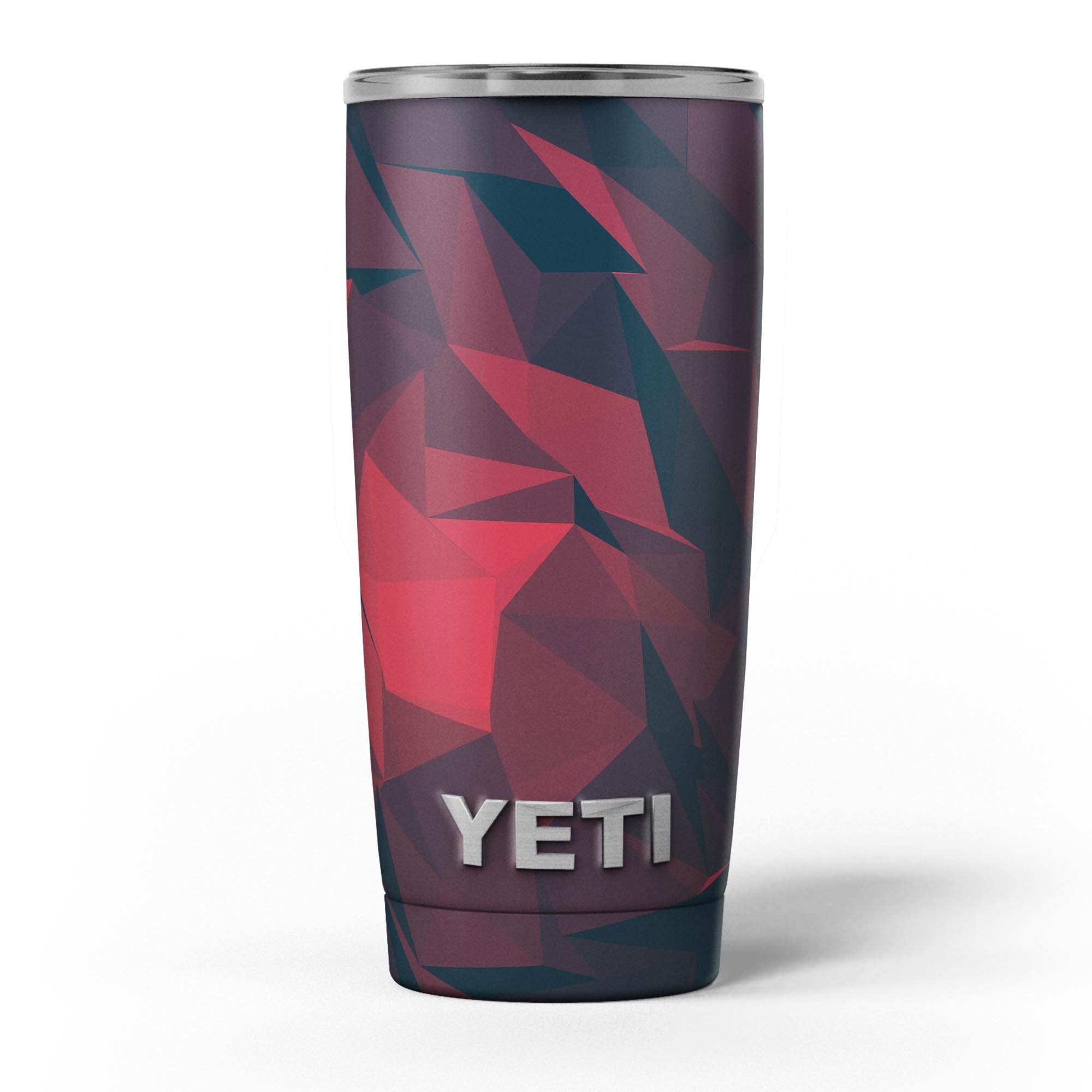 Design Skinz Dark Red Geometric V16 - Skin Decal Vinyl Wrap Kit Compatible with The Yeti Rambler Cooler Tumbler Cups