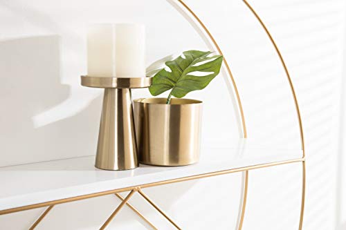 Kate and Laurel Delmar Modern Wall Shelf, 26 x 21, White and Gold, Glamorous Geometric Wall Decor