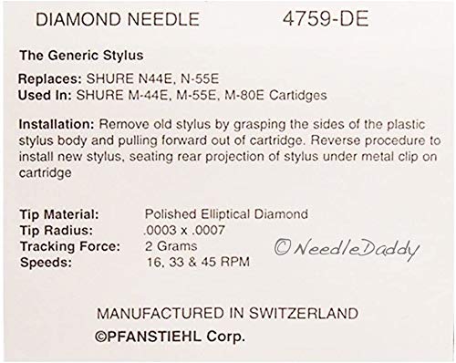 4759-DE TURNTABLE NEEDLE ELLIPTICAL STYLUS FOR SHURE M55E N44E N55E M55E M44-7