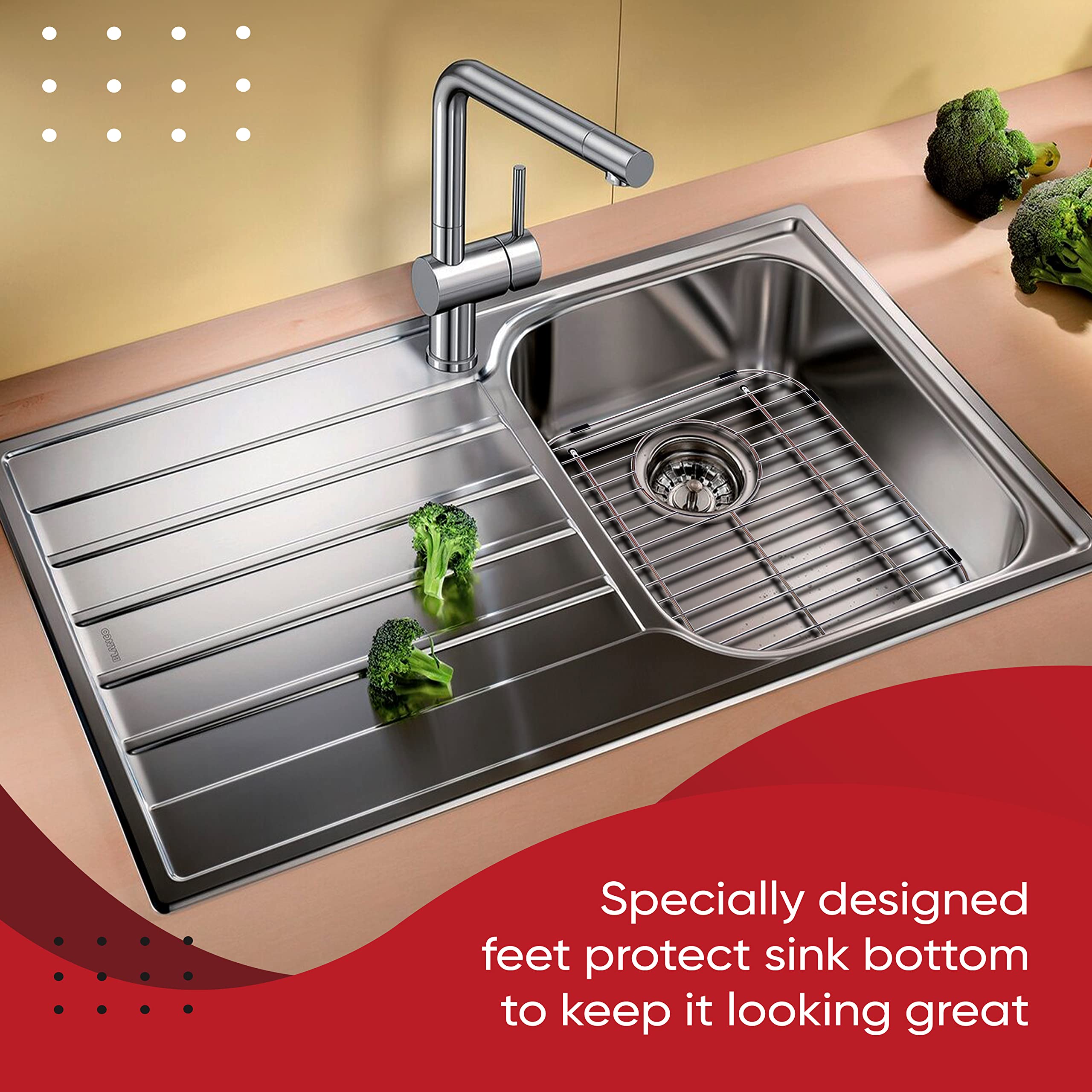 13" x 11-5/8" Sink Protectors for Kitchen Sink - 2 Pack of Stainless Steel Sink Protector - Sink Grate for Bottom of Kitchen Sink - Kitchen Sink Rack - Sink Bottom Grid