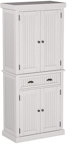 homestyles Buffets Off-White Server with Hutch and Natural Wood Top & Homestyles Nantucket Pantry, 30", Off White