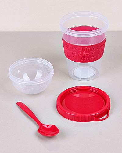 Take 'n' Go 600ml | Yoghurt Pot | Granola Pot | Muesli Pot | Cereal Pot | Premium Pot with Spoon and Spoon Holder (BPA Free/Leakproof/Dishwasher Safe)
