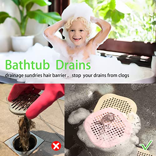 2 Pack Drain Hair Catcher Durable Silicone Drain Protector Bathroom Accessories Hair Stopper Drain Cover for Shower Kitchen Bathroom Tub Pink