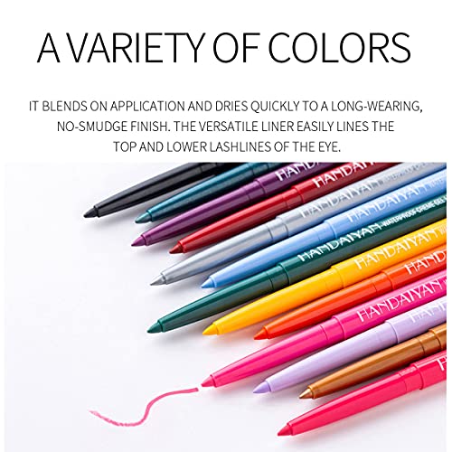 LemonSac 20 Colors Eyeliner Pen Set, Eye Shadow Pencil, Pearl Eyeliner Kit Metallic Eyeliner Pencil Glitter Eyeliner for Women Eye&Lip Liner Professional Waterproof Retractable Eyeliner(20PCS)