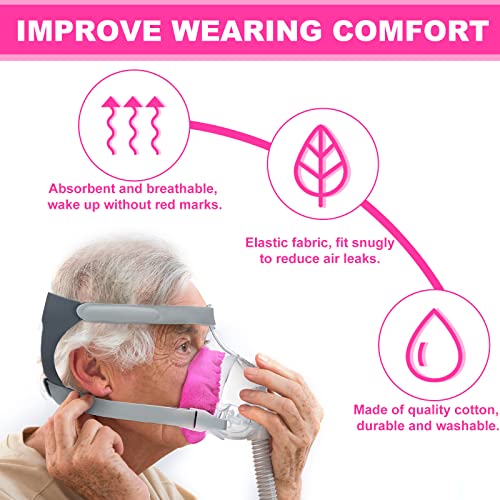 24 Pack Mask Liners Full Face Reusable Soft Mask Covers Reduce Air Leaks and Blisters Washable Cushion Covers Compatible with Most Full Face Masks (Pink)