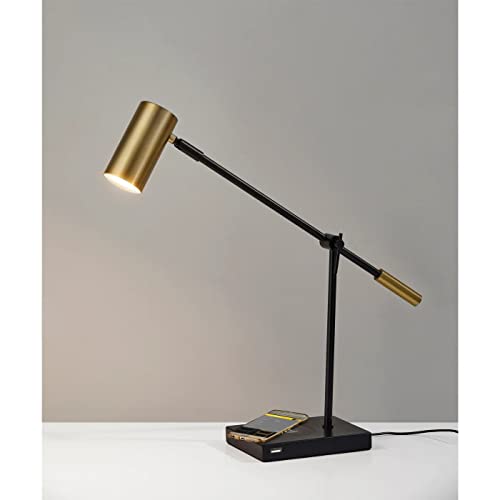 Adesso 4217-01 Collette LED Desk Lamp Wireless Charging, 7W LED, 5W QI, USB Port, Indoor Lighting Lamps , Black