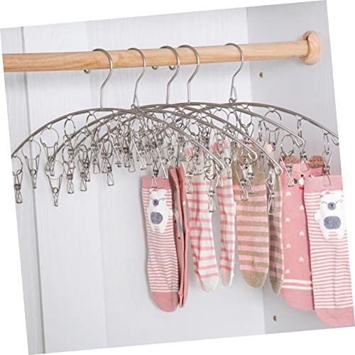 4 pcs Hangers for Clothes Drying Rack for Clothes Clip Hanger Sock Hanger Clip Stainless Steel Socks Hanger Clip drip Hanging Rack Clothes Hanger Drying Hook for Sock Coat Hanger Zerodeko