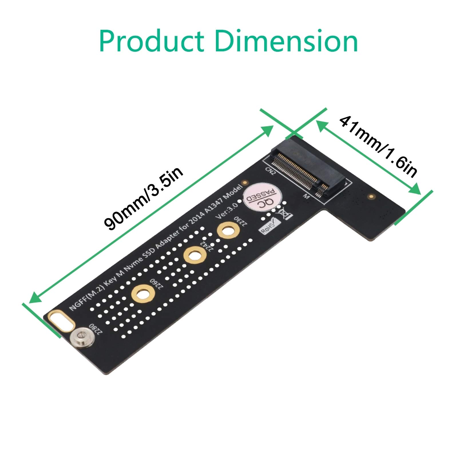 M.2 NGFF MKey NVME SSD Converter Card Adapter Module for OS Mini A1347 Model 2014, M.2 NGFF MKey NVME SSD Adapter Support Easy Installation