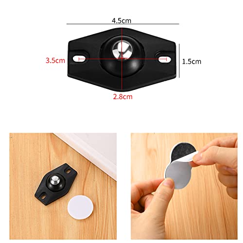 4 PCS White Mini Self Adhesive Caster Wheels,360°Rotation Self Adhesive Caster Wheels, Stainless Steel Rollers Universal Wheel for Trash Can, Furniture( with 1 Stainless Steel Rolling Balls)