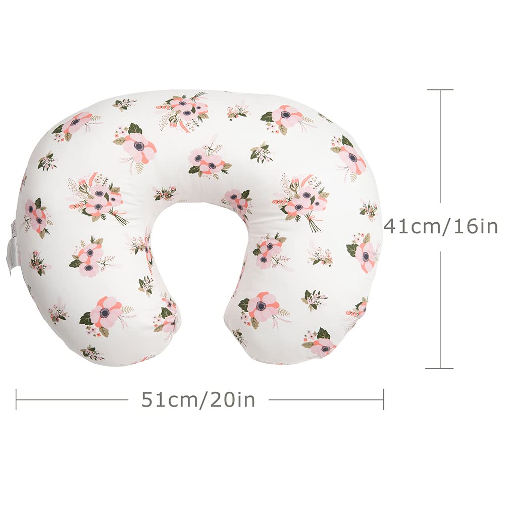 LAT Nursing Pillow Cover,100% Natural Cotton Breastfeeding Pillow Slipcover,Extra Soft and Snug on Baby Nursing Pillow(2 Pack,A)