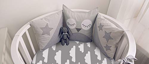 Bear's Little Fish 3-Pack of Moses Basket Sheets |100% Hypoallergenic Jersey Cotton |Gender Neutral Grey and White for Baby boy or Girl |Fitted Crib Sheets for Oval, Hourglass and Rectangular Mattress