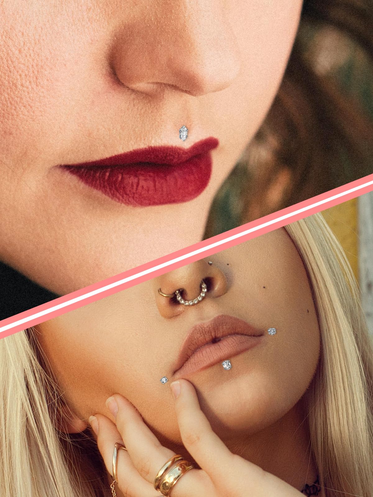 16G Clear Lip Rings Plastic Bioflex Labret Studs Cubic Zirconia Opal Cartilage Tragus Earrings Retainer for Work Monroe Medusa Helix Body Piercing Jewelry