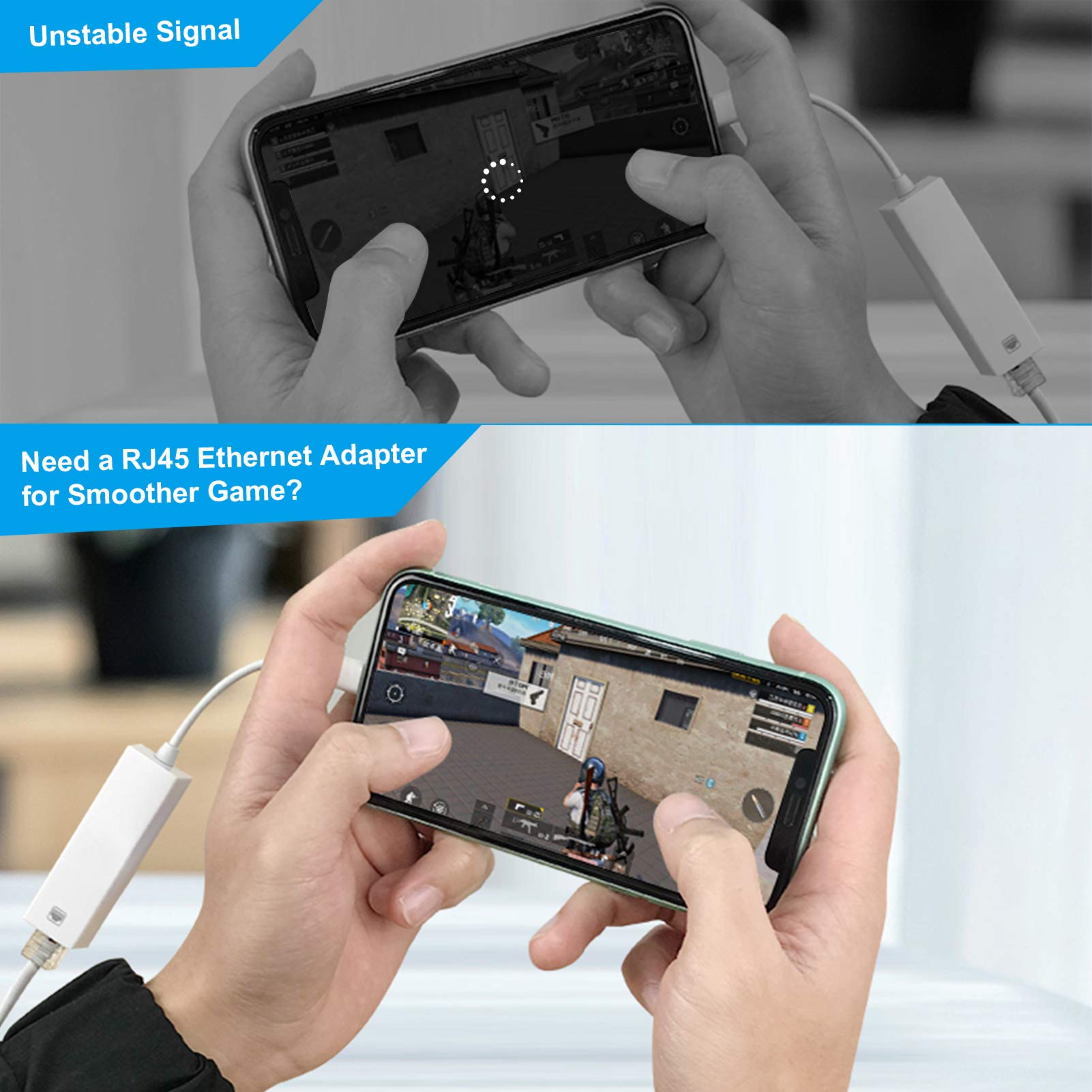 KingFuture RJ45 Ethernet LAN Network Adapter for Phone Pad, Phone Ethernet Adapter, 10100Mbps High Speed,Plug and Play