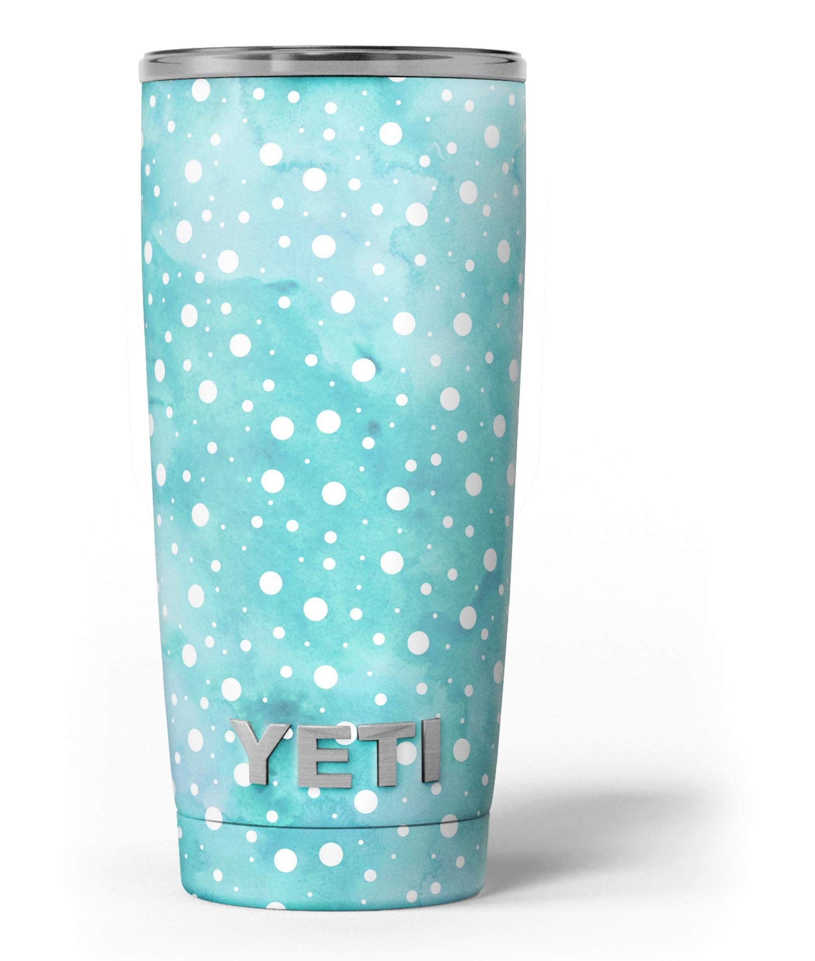 Design Skinz Light Blue and White Watercolor Polka Dots - Skin Decal Vinyl Wrap Kit Compatible with The Yeti Rambler Cooler Tumbler Cups