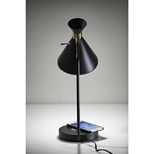 Adesso 4507-01 Maxine Desk Lamp Wireless Charging, 7W LED, 5W QI, USB Port, Indoor Lighting Lamps