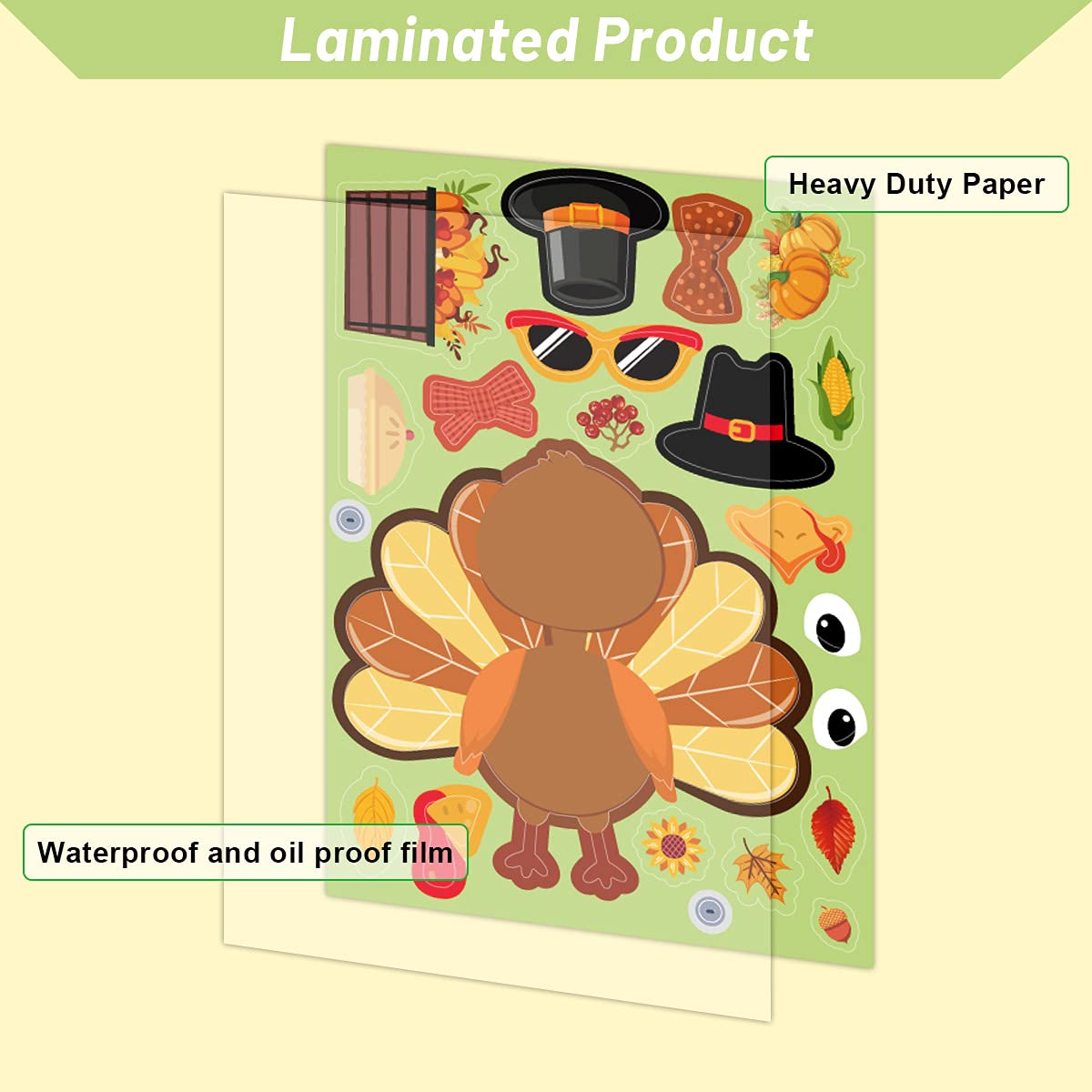 48 Pcs Turkey Stickers Make Your Own Turkey Sticker Sheets Thanksgiving Stickers for Kids Home Classroom Party Favor Art Craft School Rewards