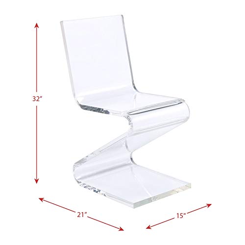 BOWERY HILL Modern Acrylic Z-Base Accent Home Kitchen Dining Living Room Chair in Clear