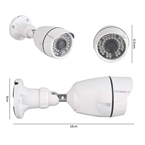 Eversecu 8 Channel Wired Security Camera System 1080P Lite DVR and (8) 2.0MP 1080P Weatherproof Cameras Support Night Vison Weatherproof, Motion Alert, Smartphone, PC Easy Remote Access