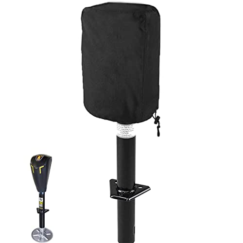Electric Tongue Jack Cover, Heavy Duty 300D Oxford Fabric Waterproof Tongue Cover for RV/Camper/Travel Trailer/Plug Protector,Universal Electric Power Tongue Jack Cover(10''Lx5''Wx14 H)