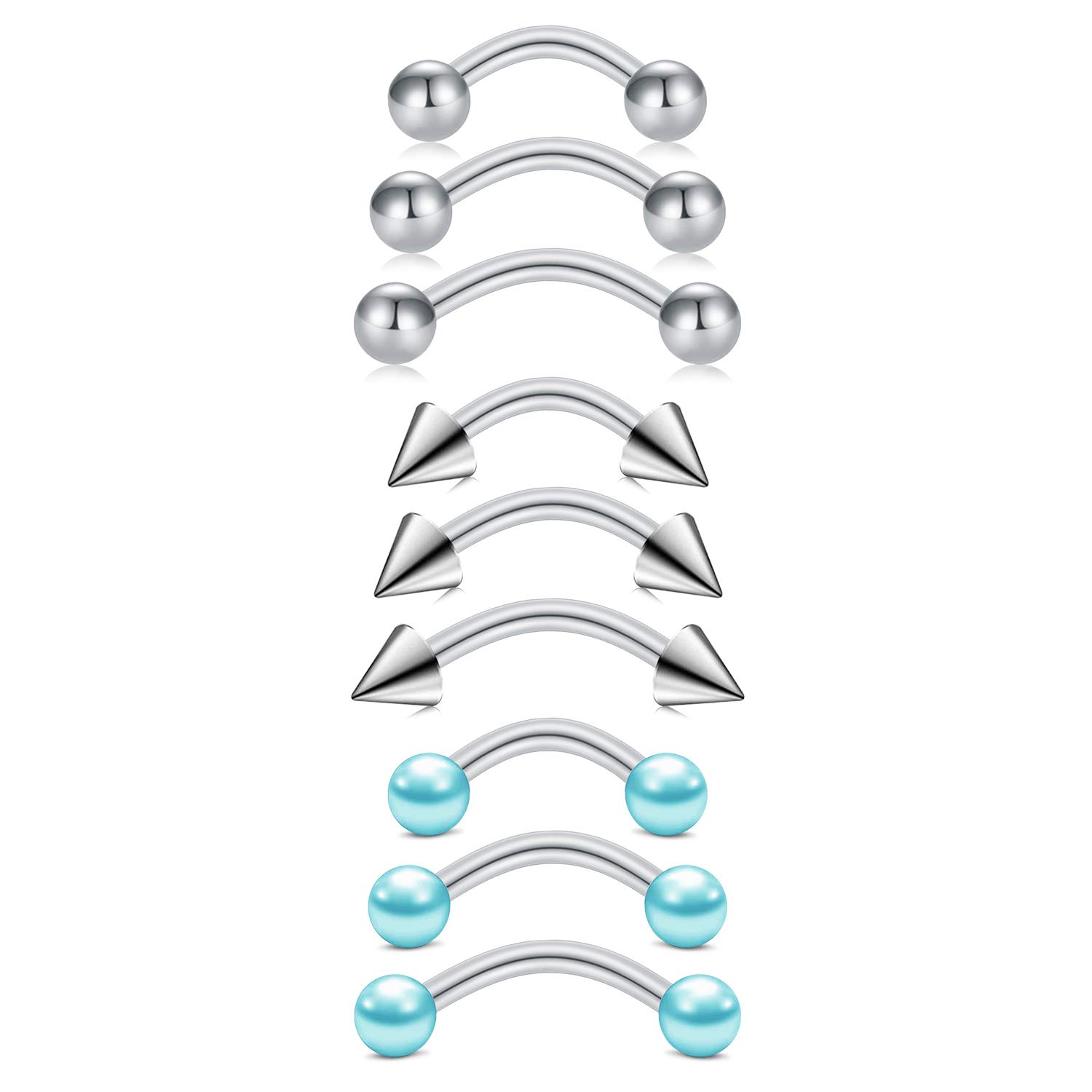 16G Rook Daith Earrings Small Belly Rings Eyebrow Ring Barbell Body Piercing Jewelry 6/8/10mm Pack