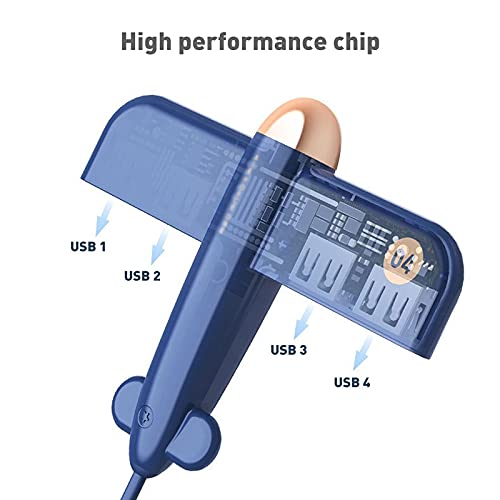 WJCCY USB Splitter One for Four Docking Hub, USB 2.0 Expander 4-Port Data Hub Multi-Function Extender (Color : Blue)