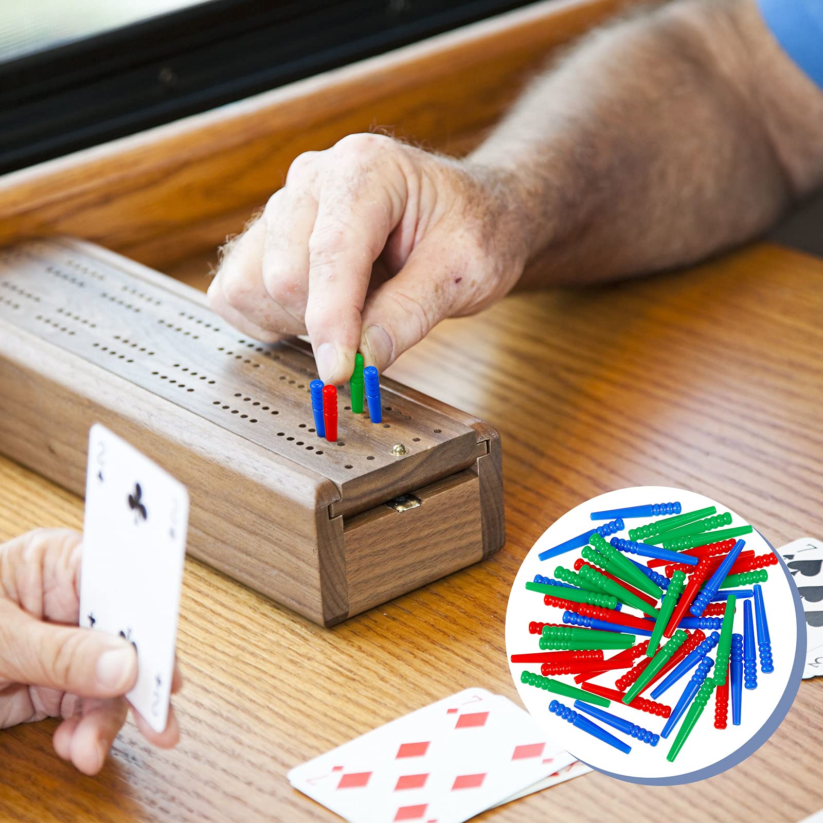 48 Pieces Plastic Cribbage Pegs 3 Colors Game Pegs Traditional Plastic Pegs Tapered Board Pegs Replacement Standard Pegs for Cribbage Traditional Board Game