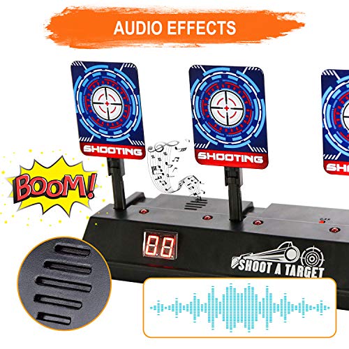 Electronic Shooting Target Scoring Auto Reset Digital Targets for Nerf Guns Toys with a Support Cage & Net, Christmas Birthday Gifts Toy for Kids-Boys & Girls