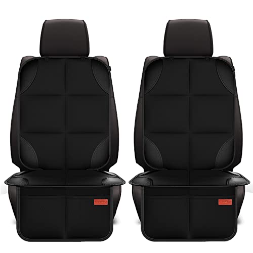 Luckybay Car Seat Protector, 2 Pack Kids Seats Protector XL Size with Thickest Padding and Non-Slip Backing, 2 Mesh Pockets, Durable, Waterproof 600D Fabric, PVC Leather for Baby, Kids, Pet (2 Pack)
