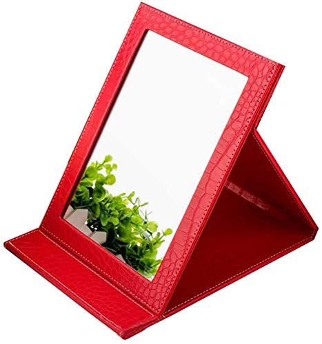 YGCBL Wall-Mounted Mirror,Makeup Mirror with Travel, Folding Mirror Desktop Mirror Desk Free Standing Portable Vanity Mirror for Travel, Bathroom Mirrors Wall-Mounted,Red