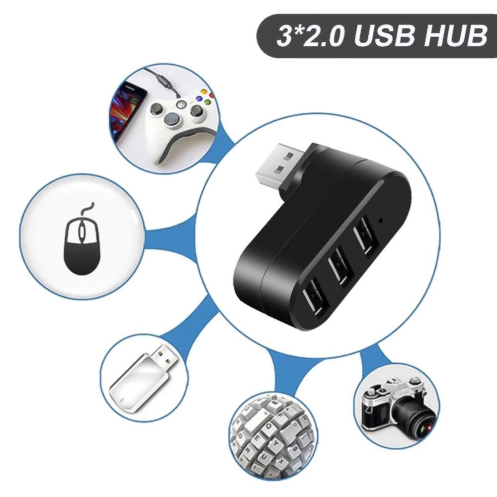 WJCCY USB Hubs 3 Port USB 2.0 Hub Mini Rotate Splitter Adapter Hub for PC Notebook Laptop USB 2.0 Splitter Hub