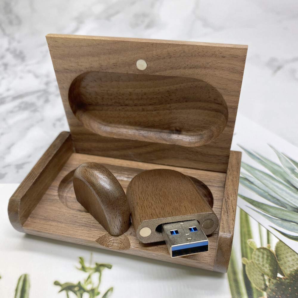 2 Pack Wooden Flash Drive 32GB USB3.0 with Gift Box, FEWINA Wooden USB Drive USB 3.0 Super-Speed Thumb Drive Jump Drive Wooden Box Ideal Gift for Birthday/Anniversary/Wedding (Walnut/Maple)