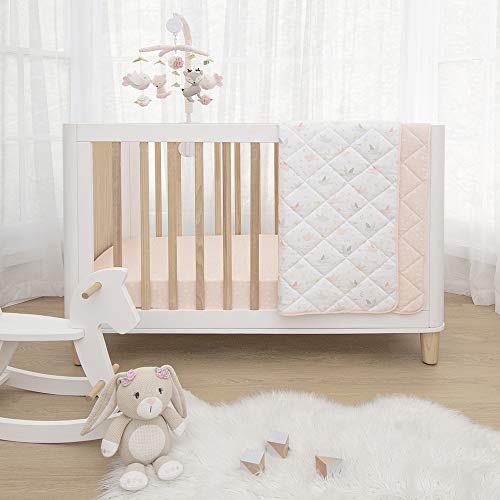 Living Textiles 100% Cotton Jersey 2-Pack Crib Fitted Sheet - Ava Birds | Ultra-Soft, Breathable, Fully Elasticized, Easy Care, Machine Washable