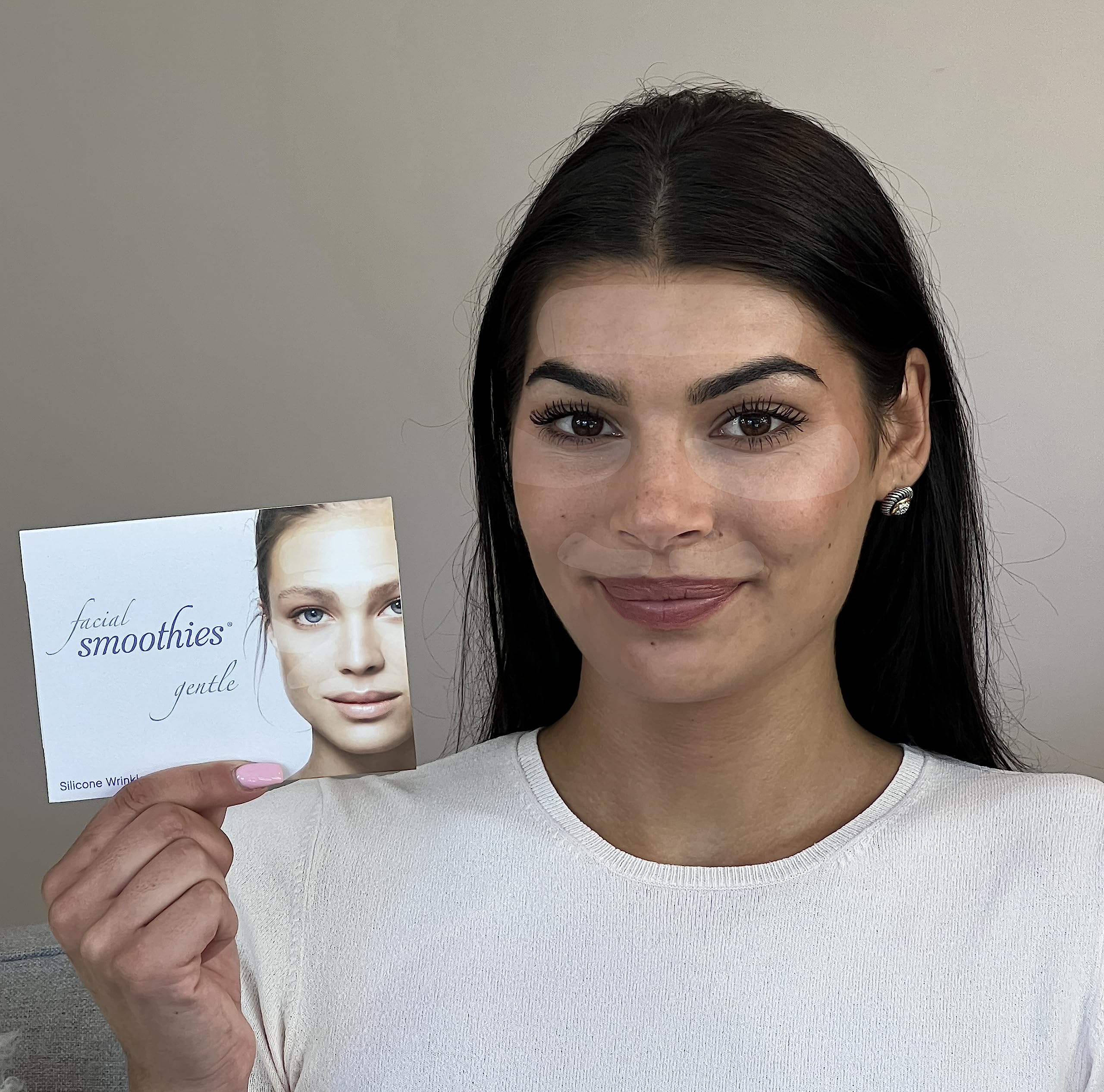 Smoothies Silicone Gentle Wrinkle Patches – Facial Patches for Forehead, Elevens, Crows Feet, and Lip Lines, 56 Count per Box – Made in the USA