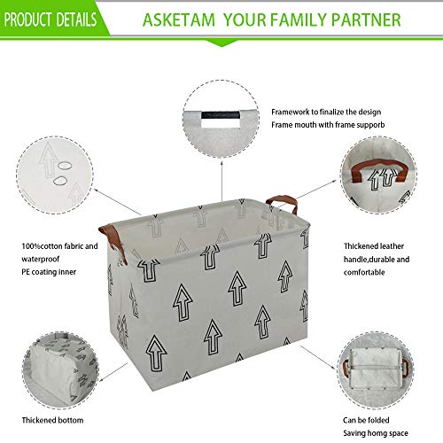 ASKETAM Kid Cute Rectangle Storage Basket Baby Collapsible Toy Storage Bin Nursery Child Playroom Bedroom Decor Clothes Storage Bin Gift Basket(Arrow)