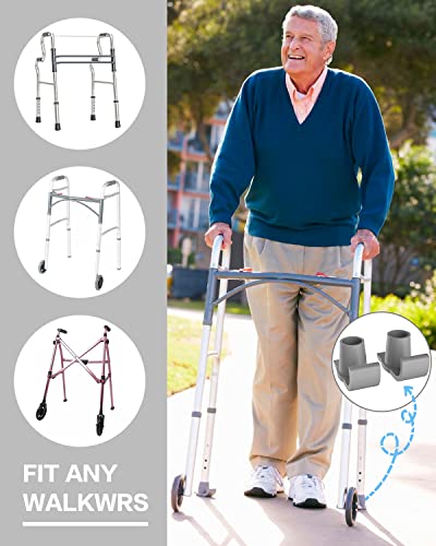 Agrish 4-Pack Walker Glide Skis - Durable and Smooth Rolling Mobility Aid Accessory for 1 1/8 Inch Tubes - Universal Fit Walker Feet Replacement, 4 Counts