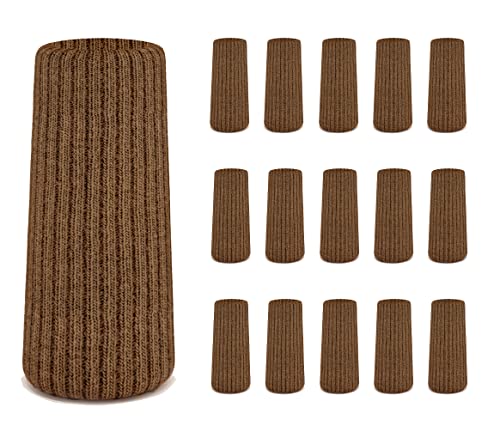 24 Pcs Brown Premium Chair Leg Socks Protectors for Hardwood Floors - Do not Easily Fall Off - Very Easy to Put on - Fits All Leg Shapes - High Elastic Bar Stool Leg Covers - Furniture Padsā¦