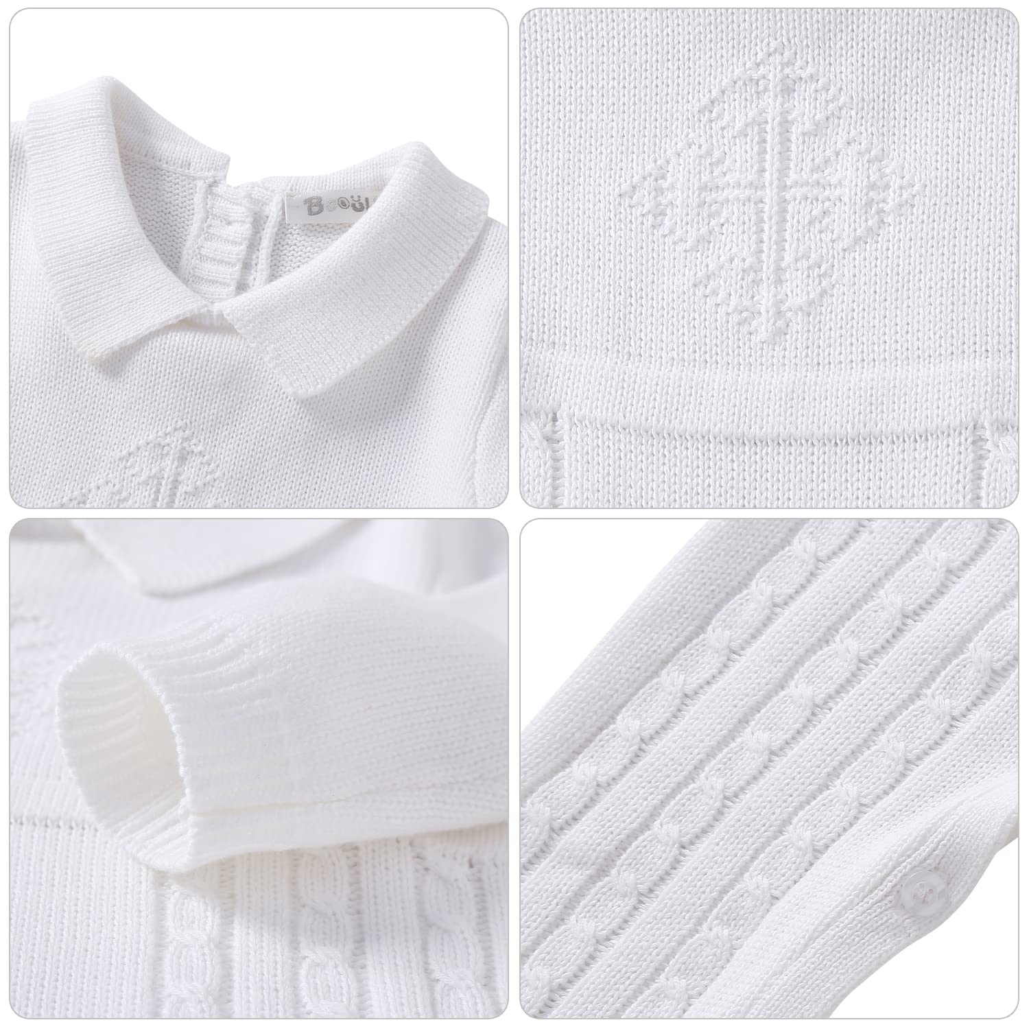 Booulfi Baby Boy's Christening Baptism Outfits Suit with Hat,Cross Detail