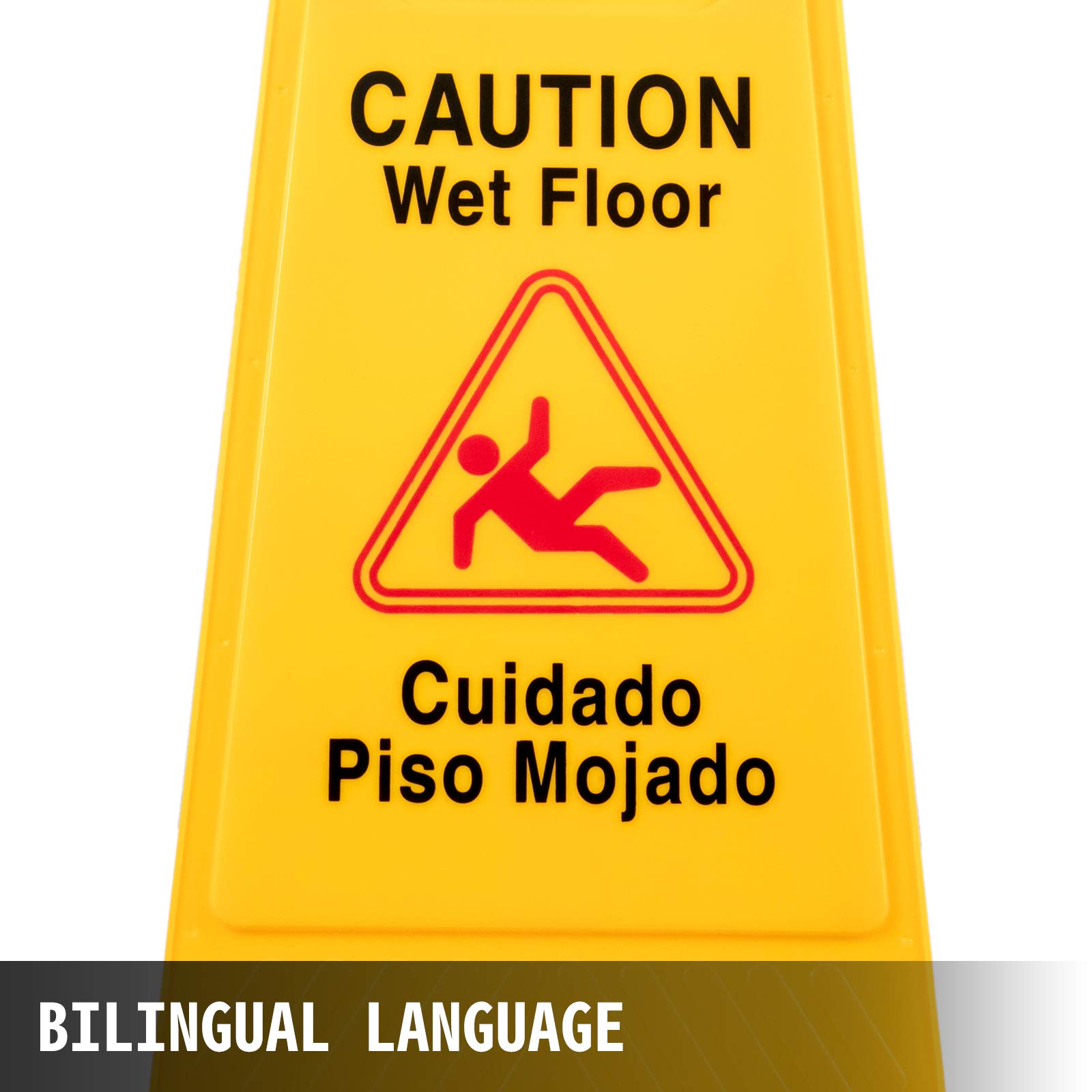 BestEquip 12 Pack Caution Wet Floor Sign 25-Inch Yellow Wet Floor Sign Double Sided Wet Floor Cones Fold-Out Bilingual Plastic Board for Indoors and Outdoors