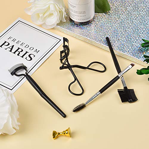 Eyelash Comb Brush Tools EBANKU 4pcs Eyebrow Brush Comb Eyelashes Curler Lash Separator Tool Double Ended Professional Eye Brow Spoolie Brushes for Makeup Grooming (Black)