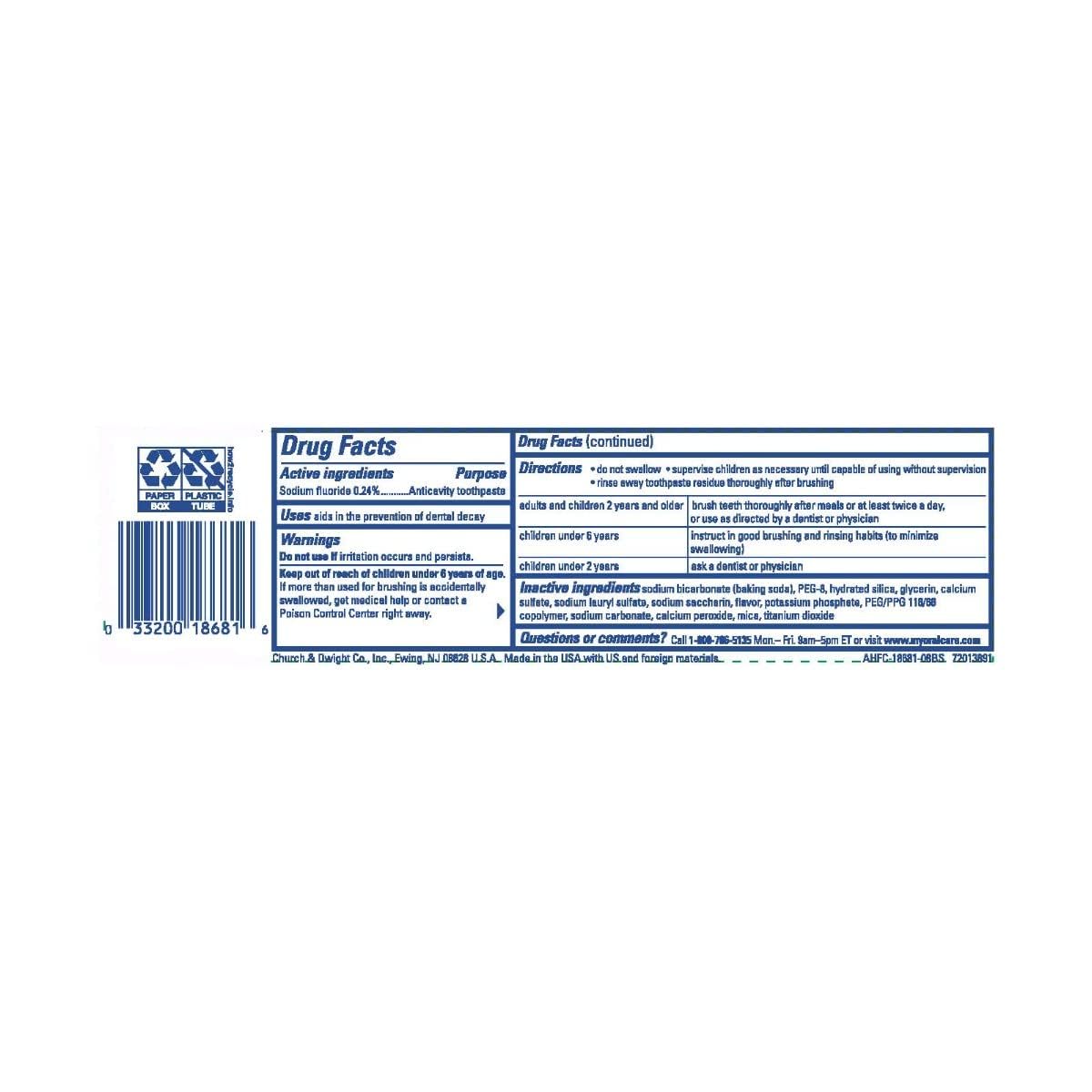 ARM & HAMMER Truly Radiant Bright & Strong Fluoride Anticavity Toothpaste Fresh Mint 4.3 oz