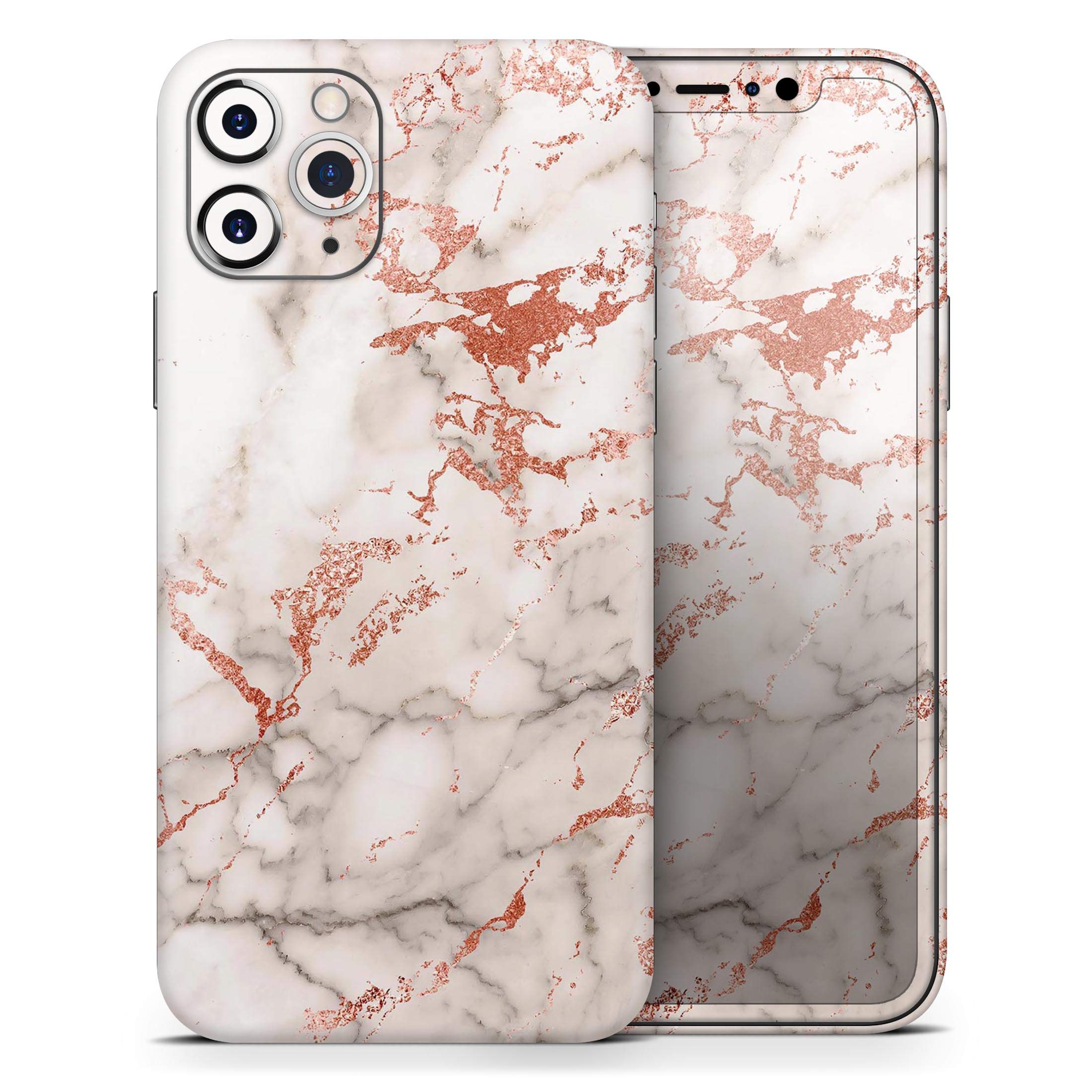 Design Skinz Rose Pink Marble & Digital Gold Frosted Foil V5 - DesignSkinz Protective Vinyl Decal Wrap Skin Cover Compatible with The Apple iPhone 11 (Full-Body, Screen Trim & Back Glass Skin)