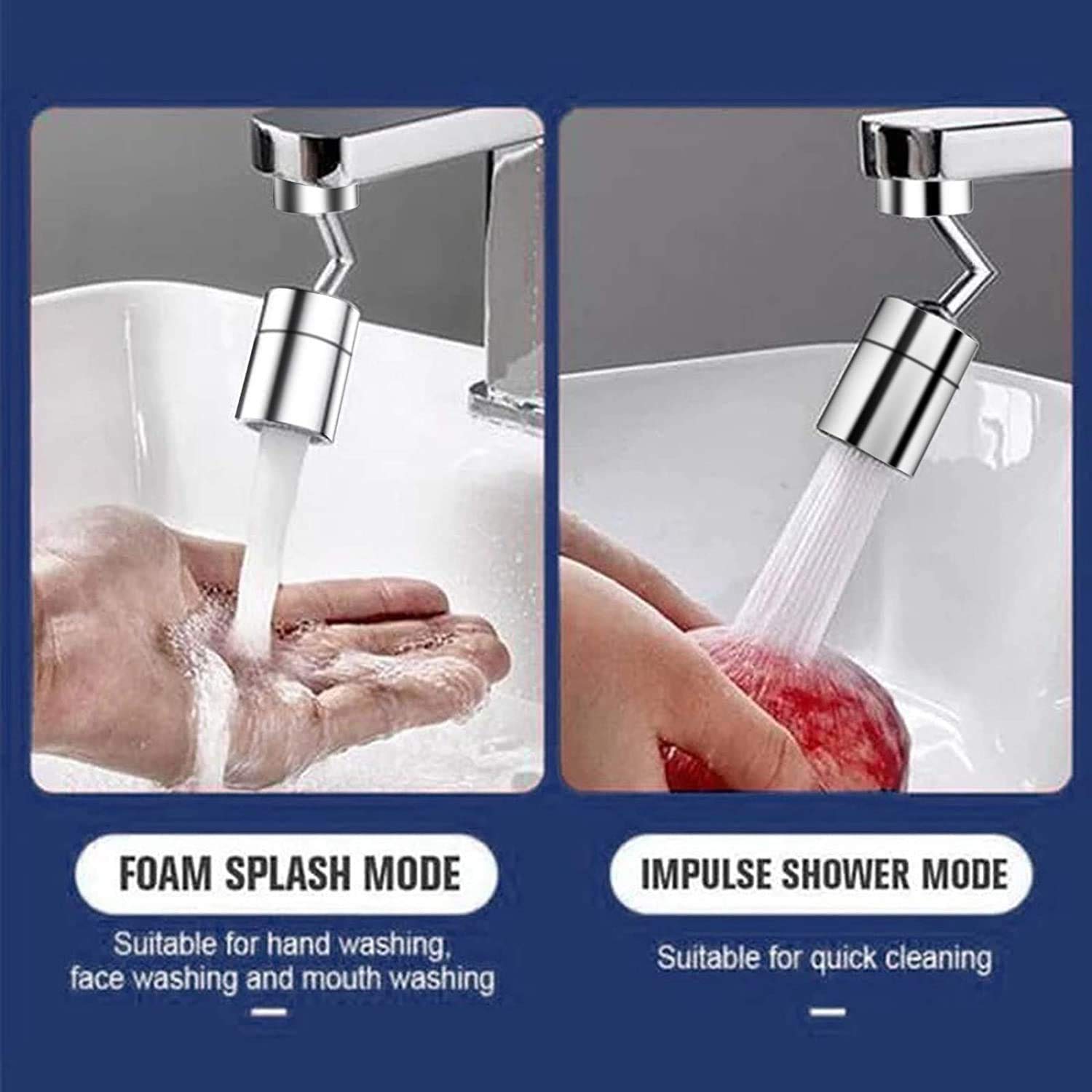 2 Pack Dual-Function 2-Flow Sprayer Faucet Head, 720 Degree Swivel Faucet Aerator, Large-Angle Rotating Splash Filter Faucet, Faucet Replacement Part-55/64-27UNS Inch Female Thread Faucet
