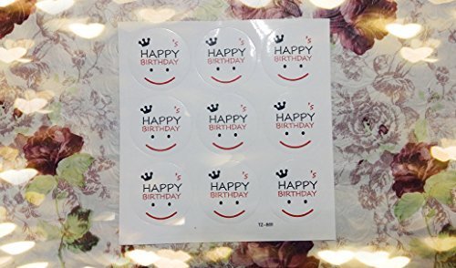 90 Pcs Happy Birthday Stickers , Smiley Face Sticker ,Round Stickers , Happy Birthday Envelope Round Seal Decorative Label Stickers by CSC@C
