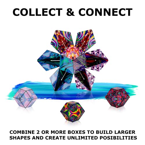 SHASHIBO Shape Shifting Box - Award-Winning, Patented Fidget Cube w/ 36 Rare Earth Magnets - Transforms Into Over 70 Shapes, Download Fun in Motion Toys Mobile App (Artist Series - Mystic Ocean)