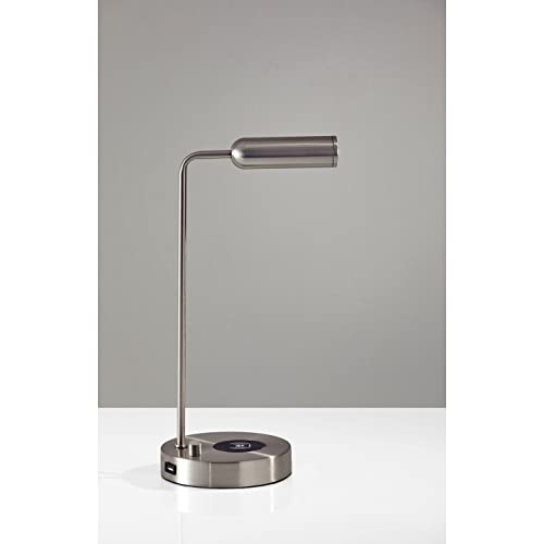 Adesso 3162-22 Kaye LED Desk Lamp Wireless Charging, 7W LED, 5W QI, USB Port, Indoor Lighting Lamps